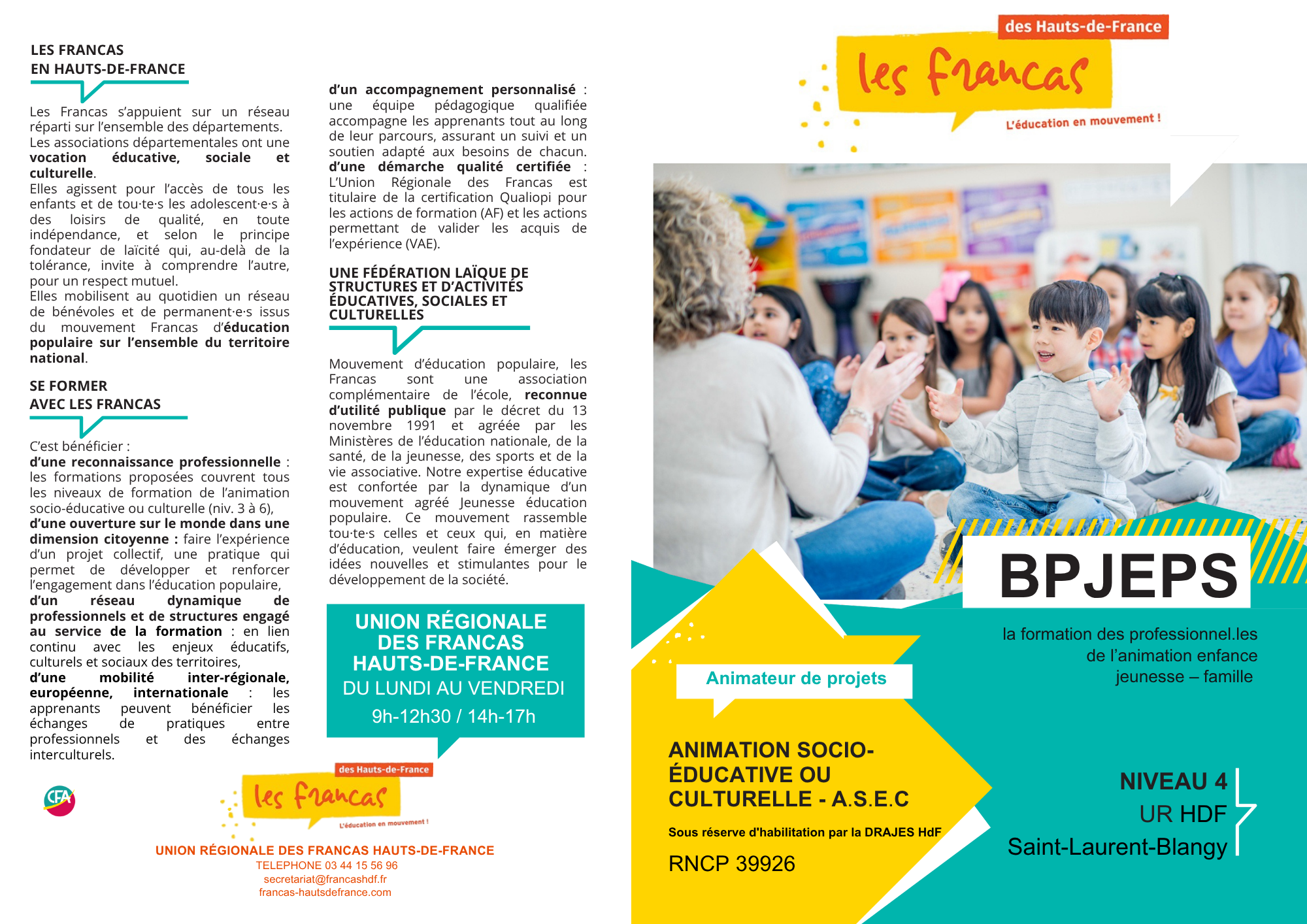 BPJEPS ASEC / Animation Socio-Éducative ou Culturelle - Les Francas des Hauts de France